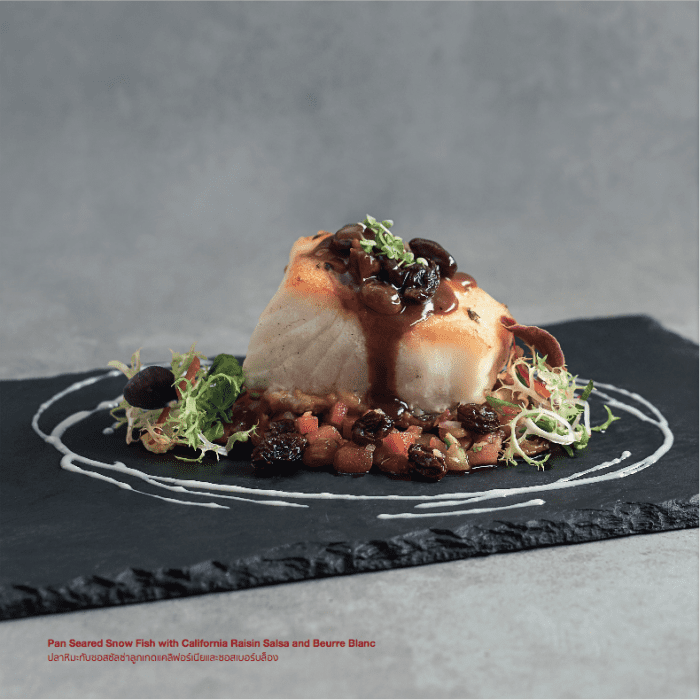 Pan Seared Snow Fish with California Raisin Salsa and Beurre Blanc ...